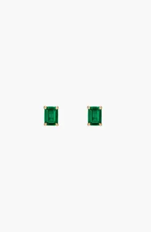 AURATE Emerald-cut Gemstone Solitaire Stud Earrings In Gold Vermeil