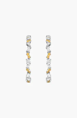 AURATE Lab Grown Sapphire And Mixed Shape Hoop Earrings