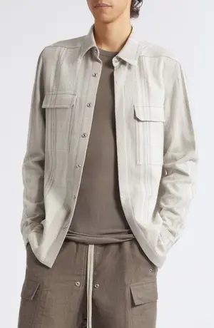 Rick Owens Plaid Cotton & Wool Overshirt - Bleach Plaid