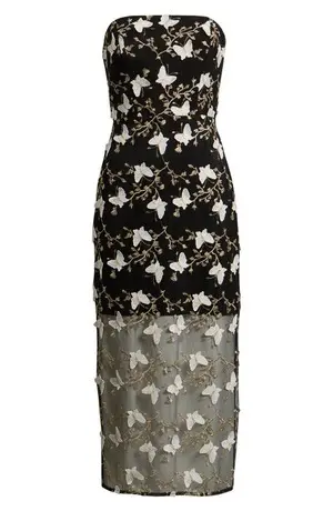 Sam Edelman Metallic Embroidered Strapless Gown