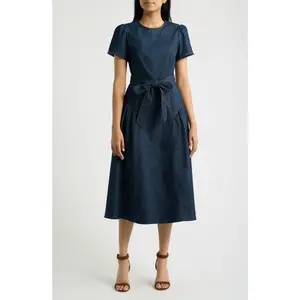 Eliza J Fit & Flare Midi Dress With Fringe Detail