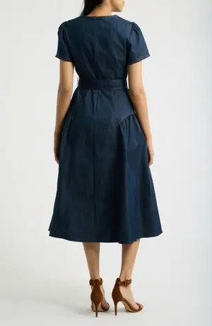 Eliza J Fit & Flare Midi Dress With Fringe Detail