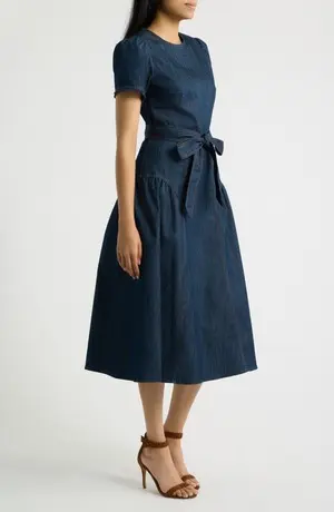 Eliza J Fit & Flare Midi Dress With Fringe Detail