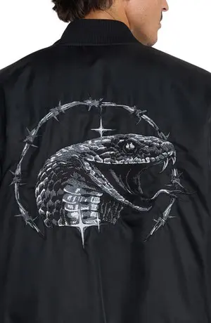 Rvca X Tapout Embroidered Satin Bomber Jacket