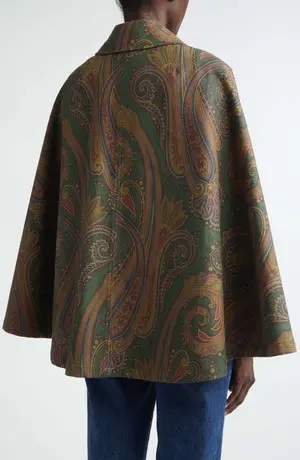 Etro Belted Paisley Gabardine Cape
