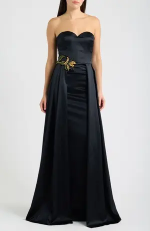 Chiara Boni La Petite Robe Lucyla Embellished Strapless Gown - Black