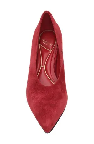 KENNETH COLE Ophelia Pointed Toe Pump - Red Suede