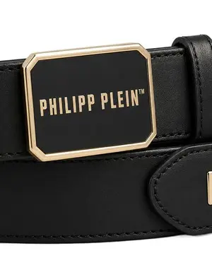 Philipp Plein Logo Plaque Leather Belt