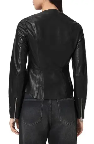 ALLSAINTS Luana Ruffled Leather Shirt