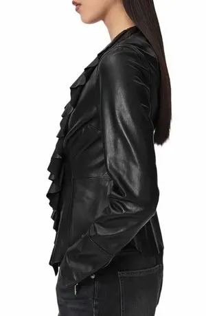 ALLSAINTS Luana Ruffled Leather Shirt