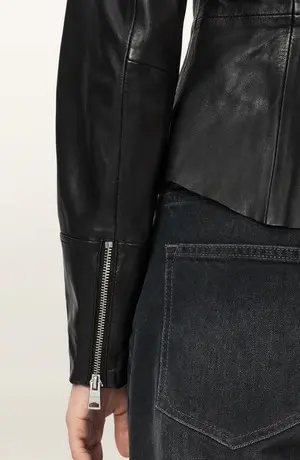 ALLSAINTS Luana Ruffled Leather Shirt