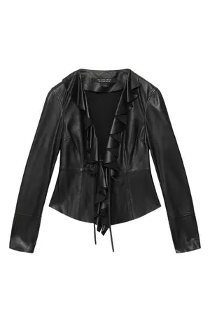 ALLSAINTS Luana Ruffled Leather Shirt