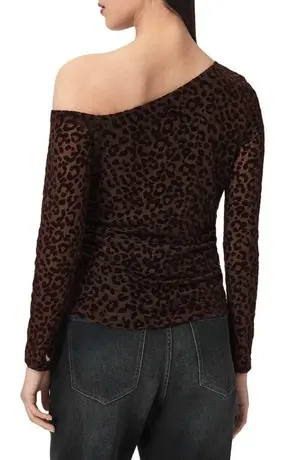 ALLSAINTS Mimi Off The Shoulder Leopard Print Top