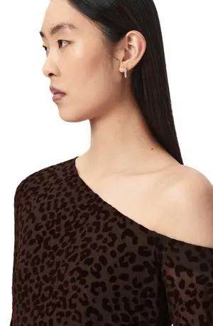 ALLSAINTS Mimi Off The Shoulder Leopard Print Top
