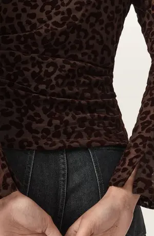 ALLSAINTS Mimi Leopard Print Off-the-shoulder Top - Brown