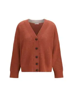 Brunello Cucinelli Cardigan In Cashmere With V-neck - Orange