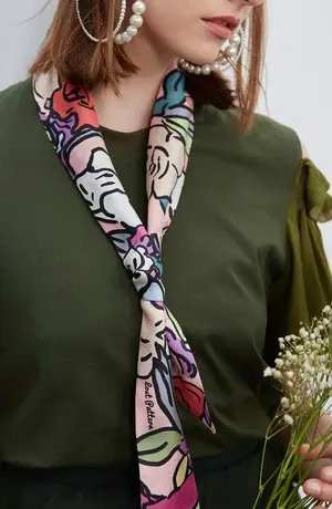 LOST PATTERN Azalea Skinny Silk Scarf - Rouge