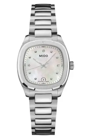 MIDO Multifort Tv Diamond & Mother-of-pearl Bracelet Watch - White Mop