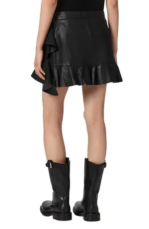 ALLSAINTS Luana Lea Ruffled Leather Miniskirt