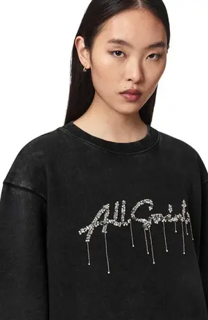ALLSAINTS Crystal & Chain Embellished Sweatshirt