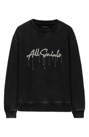 ALLSAINTS Crystal & Chain Embellished Sweatshirt