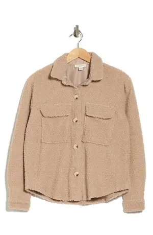 BEACHLUNCHLOUNGE Tory Boxy Crop Faux Shearling Shirt Jacket - Stepping Stone