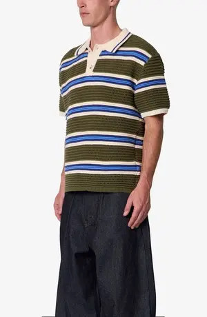 Mnml Striped Knit Polo Shirt