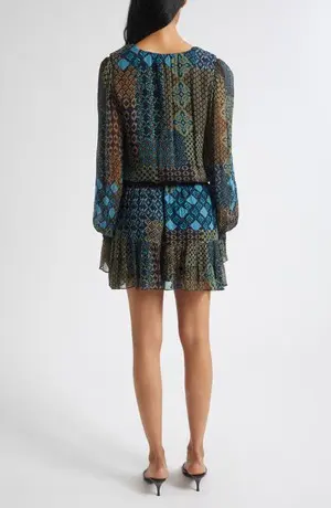 Ramy Brook Astrid Print Ruffle Long Sleeve Minidress