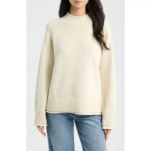 Rag & Bone Hazel Roll Neck Cotton & Wool Sweater - Ivory