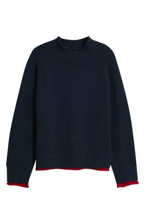 Rag & Bone Hazel Roll Neck Cotton & Wool Sweater - Navy