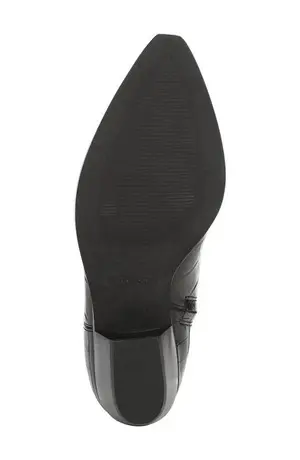 Nordstrom Georgia Leather Block Heel Boots - Black Croco