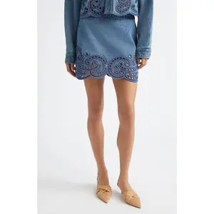 Ulla Johnson The Cadiz Eyelet Denim Miniskirt - River