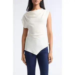 Veronica Beard Yvonne Pleat Top - Dove