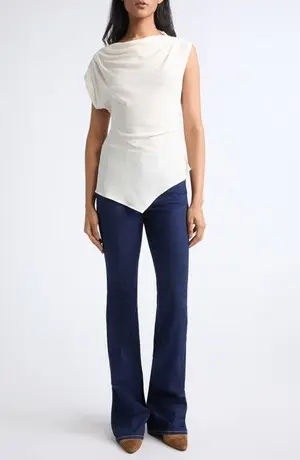 Veronica Beard Yvonne Pleat Top - Dove