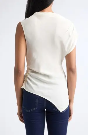 Veronica Beard Yvonne Pleat Top - Dove