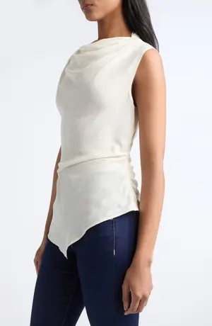 Veronica Beard Yvonne Pleat Top - Dove