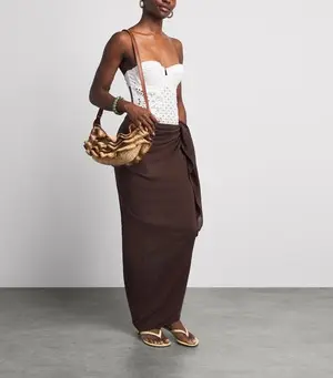 Zimmermann Goldentime Ruffle Raffia Shoulder Bag