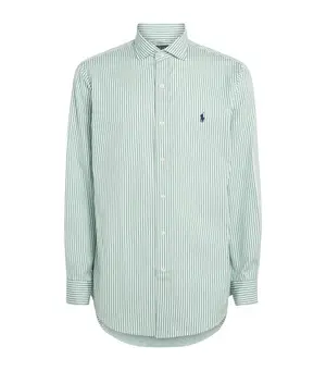 Polo Ralph Lauren Cotton Stripe Custom Fit Shirt - Green