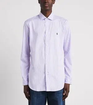 Polo Ralph Lauren Cotton Stripe Custom Fit Shirt - Purple