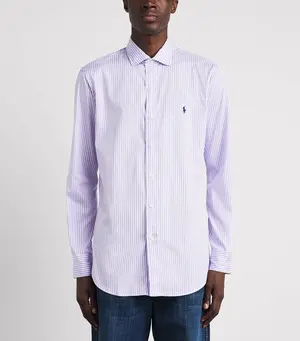 Polo Ralph Lauren Cotton Stripe Custom Fit Shirt - Purple