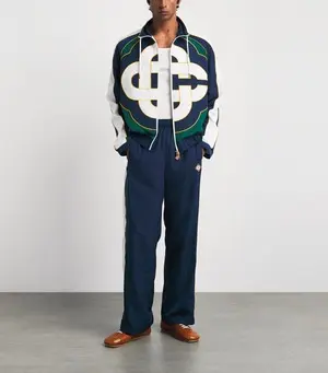 Casablanca Check Appliqué Windbreaker Jacket - Navy