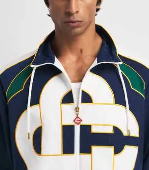 Casablanca Check Appliqué Windbreaker Jacket - Navy