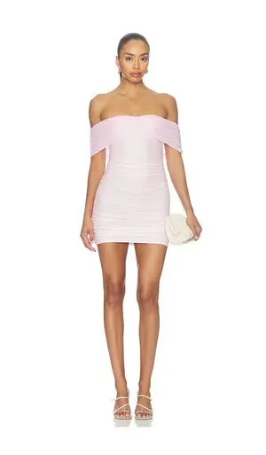 Majorelle Off-the-shoulder Ruched Mini Dress - Pink Gingham
