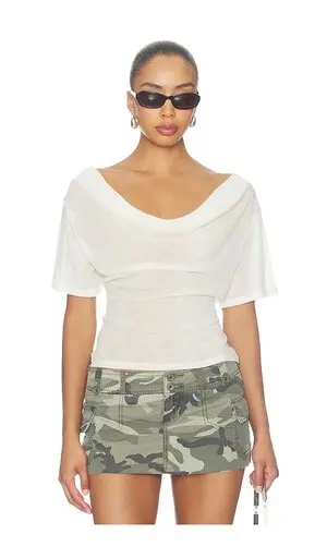 EB DENIM Cowl Neck Tee - Ivory