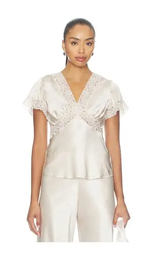 Cami Nyc Romola Silk And Lace Top - Oat