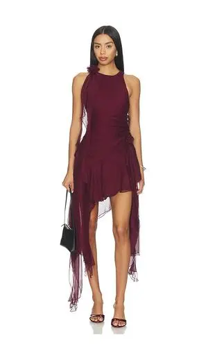 Bardot Ivana High Low Mini Dress - Deep Plum