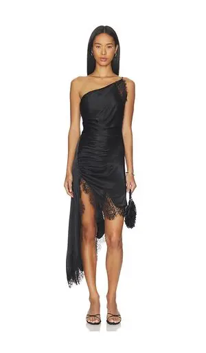Bardot Rayner One Shoulder Dress With Lace Trim