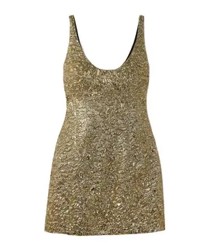 EMILIA WICKSTEAD Floral Metallic Cloqué Mini Dress - Brown