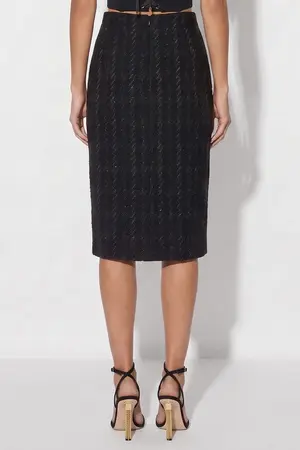 Elisabetta Franchi Front-slit Tweed Midi Skirt