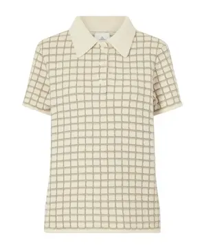 THE ELDER STATESMAN Ida Checked Cashmere Polo Sweater - Nude